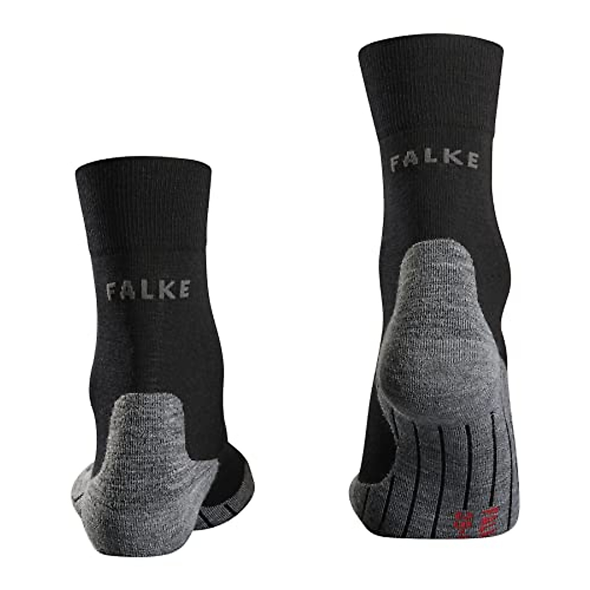 FALKE Men's RU4 Endurance Wool Running Socks, Mid Calf, Medium Cushion, Athletic, Breathable Quick Dry, Merino Wool, Black (Black-Mix 3010), 9-10, 1 Pair