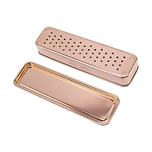 Kitchen Chopsticks Storage Box Cutlery Tray Smart Drain Food Grade with Lid for Business (Rose Gold)