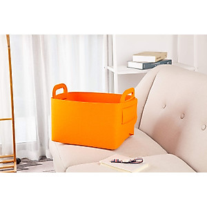 Storage Basket Felt Storage Bin Collapsible & Convenient Box Organizer with Carry Handles for Office Bedroom Closet Babies Nursery Toys DVD Laundry Organizing