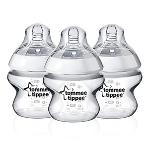 Tommee Tippee Closer to Nature Baby Bottle, Breast-like Nipple Extra Slow Flow, 5 Ounce (3 Count)