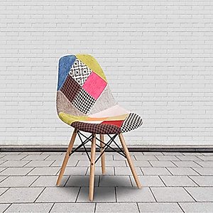 Flash Furniture 2 Pack Elon Series Milan Patchwork Fabric Chair with Wooden Legs