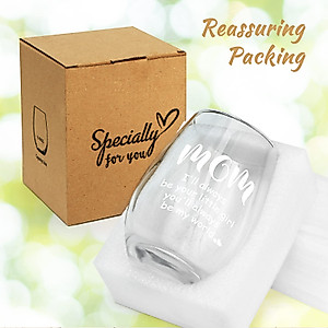 Futtumy Gifts for Mom from Daughter, Mom I’ll Always Be Your Little Girl You'll Always Be My World Stemless Wine Glass, Mothers day Gift Christmas Gift Birthday Gift for Mom Mother Her Stepmom, 17Oz