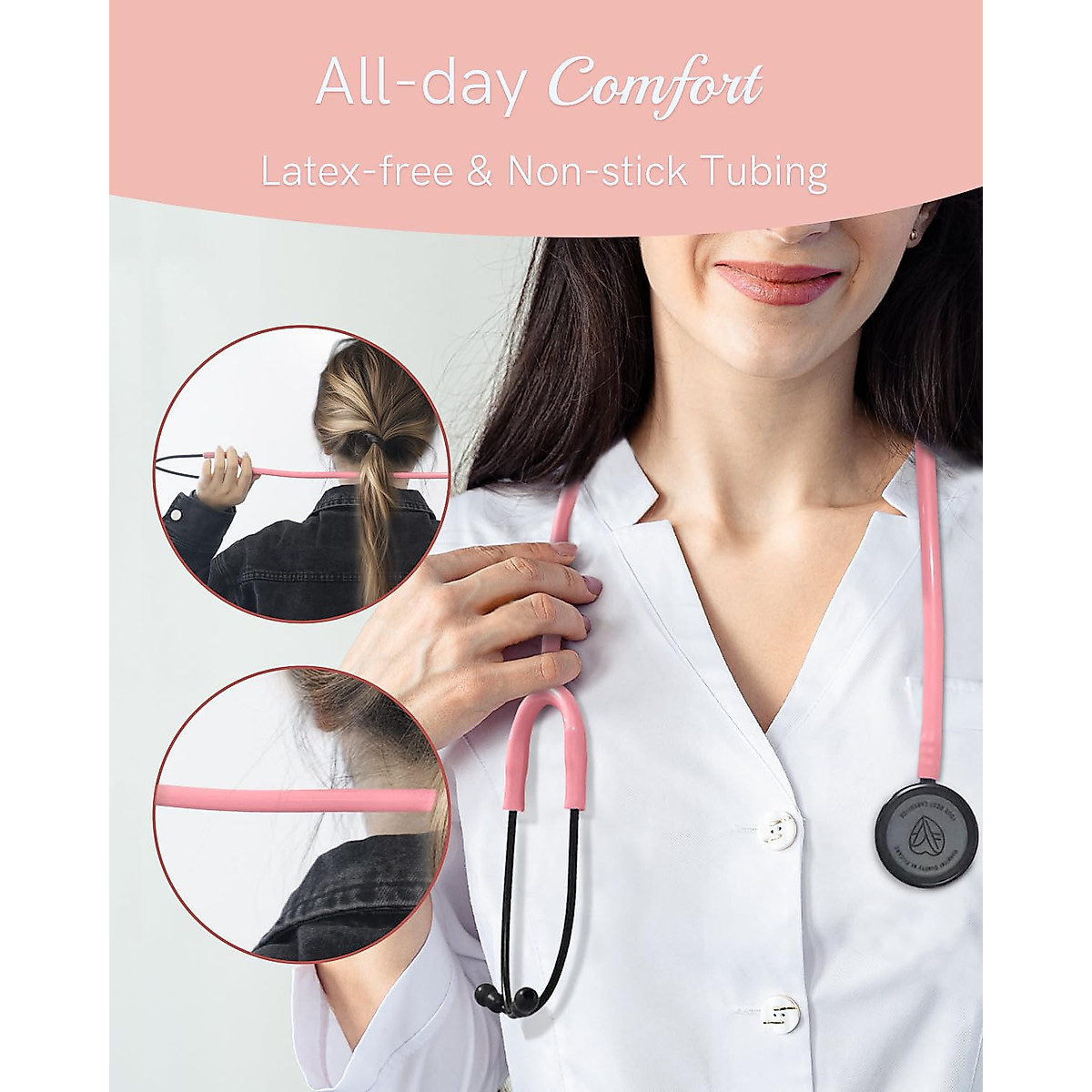 FriCARE Lightweight Stethoscope - Stethoscopes for Nurse Medical Nursing Students - Classic Home Health Diagnostic Kit, StethoMedic Essentials, Lifetime Warranty & FSA HSA Eligible (Pearl Pink)