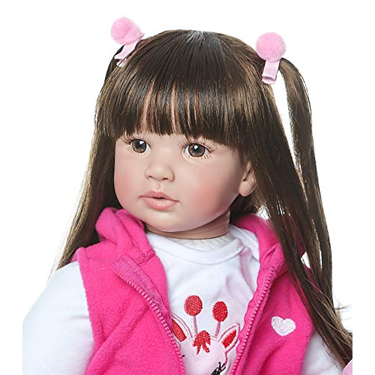 iCradle Cute 24 inch 60 cm Reborn Baby Doll Long Hair Girl Doll Soft Silicone Baby Real Life Baby Toddler Doll Toy for Ages 3+ (1903)