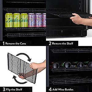 NewAir Stone Brewing 180 Can FlipShelf Beverage and Beer Refrigerator, 24” Built-In or Freestanding Wine Cooler with Reversible Shelves, Perfect for Bar, Gamer Room, or Office