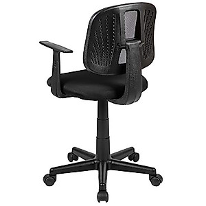 Flash Furniture Flash Fundamentals Mid-Back Black Mesh Swivel Task Office Chair with Pivot Back and Arms