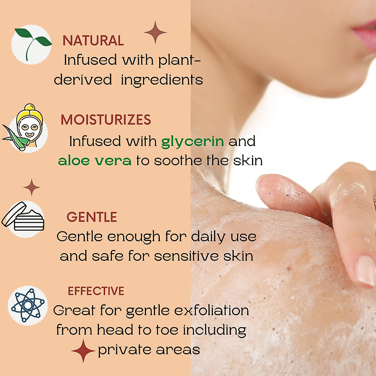 DeVi's Naturals Himalayan Body Exfoliating Scrub, Whipped Foaming Scrub, Reduce Razor Bumps and Strawberry Legs, Fade Dark Spots and Scars, Gentle Underarm Detox Scrub For Body Odor, Self Care Gift