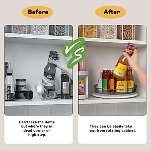 Lazy Susan Turntable for Cabinet Organizer, Bathroom Organizer Countertop, Spinning Makeup Perfume Organizer, Removable Design Organization, 360° Rotating Trays Storage (Clear)