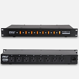 PYLE-PRO 8 Outlet Strips Electric Rack Mount PDU Unit w/ Digital Display and Surge Protection, 1U/15A/120V Aluminum Alloy Power, Covered w/ ON/OFF Switch, Wide Usage & Built-In Circuit Breaker