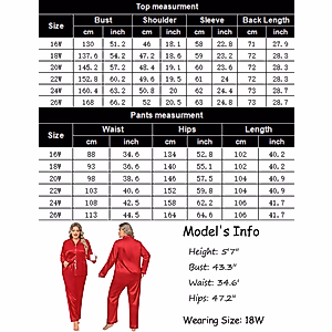 SWOMOG Women Plus Size Long Sleeve Pajamas Silk Satin Pajama Sets Button Down Sleepwear Pjs Loungewear with Pockets Red Apple