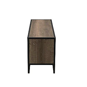 Household Essentials Jamestown TV Stand Coffee Table with Square Cube Storage Compartments Ashwood Rustic Wood Grain and Black Metal