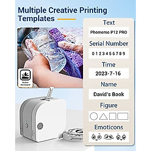 Phomemo P12 Pro Label Maker Machine with Tape, Portable Rechargeable Label Makers Wireless Label Printer Compatible with Android & iOS, Easy to Use Small Business Home Office Organization - White