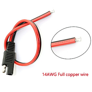 DGZZI 2PCS 14AWG SAE Extension Cable 30CM 2 Pin SAE Single Plug Quick Disconnect SAE Power Automotive Extension Cable for Motorcycle, Car, Tractor