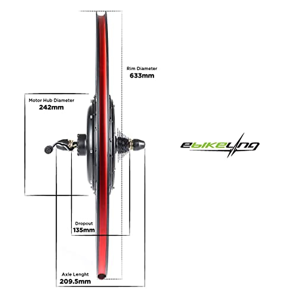 EBIKELING Waterproof Ebike Conversion Kit for Electric Bike 700C Front or Rear Wheel Electric Bicycle Hub Motor Kit, 1500W, Rear/LCD/Thumb