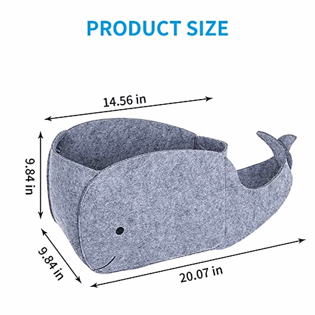 Aynaxcol Storage Basket Felt Storage Bin Whale Shaped Collapsible & Convenient Box Organizer with Carry Handles for Home Bedroom Closet Babies Nursery Toys