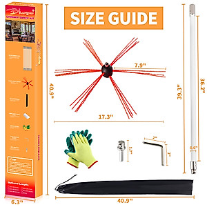 Bluesea 30 Feet Chimney Sweep Kit, Ergonomic Chimney Cleaning Kit, Extends Up to 30 Feet, Chimney Cleaner, Chimney Cleaning Tools, Chimney Cleaning System with Strong Brush, 9 Flexible Chimney Rods