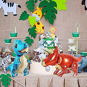 WEIKA Standing 3D Dinosaur Balloon, Cute Self Dino Aluminium Foil Balloons,Triceratops Red, Jungle Party, Dinosaur Party Decorations, Dinosaur Birthday Party Supplies