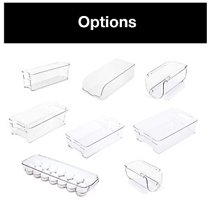 Smart Design Stackable Refrigerator Egg Holder Bin with Handle and Lid - Set of 2 - BPA Free Plastic - Fridge, Countertop, Large Cabinet, Home Pantry Food Tray - 14.65 x 3.25 Inch - Clear