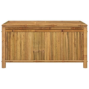 TIFITGO Asomie Patio Storage Box 43.3"x20.5"x21.7" Bamboo Indoor stockage bin home chest house tank Outdoor Furniture Outdoor Storage Boxes US Stock Fast Shipment White