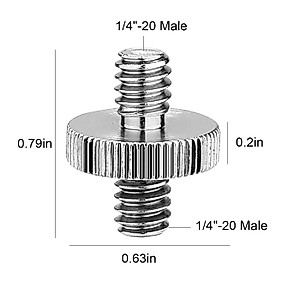 6 Pack International Standard 1/4"-20 Male to 1/4"-20 Male Threaded Tripod Screw Adapter Standard Tripod Mounting Thread Camera Screw Adapter Converter,Precision Made