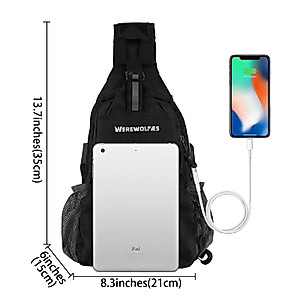 WEREWOLVES 15L Sling Bag Crossbody Backpack Shoulder Chest Bag Daypack for Hiking Traveling (black)