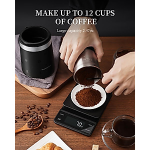 TWOMEOW Coffee Grinder, One Touch Spice Grinder Electric, Espresso Grinder, Coffee Bean Grinder with Removable Stainless Steel Bowl, Grain Mills for Spices, Herbs, Nuts, Black