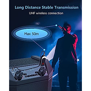 Lococo Wireless Microphone,UHF Metal Rechargeable Handheld Dynamic Mic with USB Receiver Mute Function for Karaoke Party,Computer,Mobile Phone,Amplifier,PA System,Singing Machine