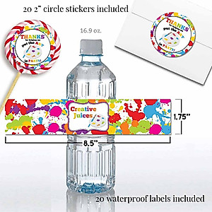 Amanda Creation Deluxe Art Party Paint Splatter Birthday Party Bundle Includes 20 Invitations & Thank You Cards with Envelopes + 3 Different Sizes of Stickers & Water Bottle Labels!