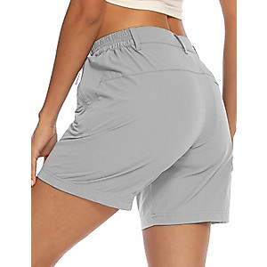 TBMPOY Womens 6" Hiking Cargo Shorts Quick Dry with Pockets Lightweight Work Golf Short Outdoor Active Summer for Women Light Grey XS