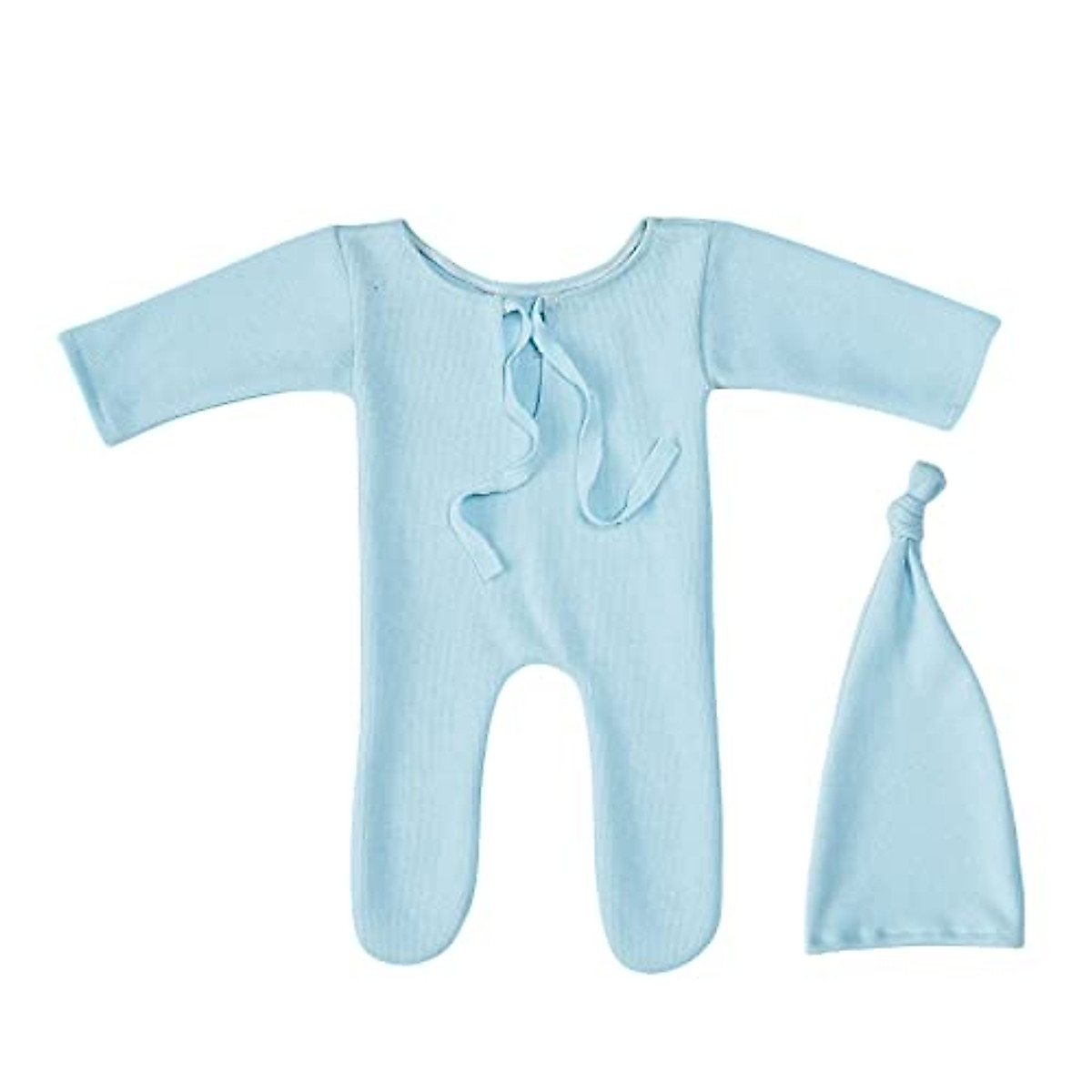 Newborn Photography Boy Outfit Baby Boy Girls Photo Shoot Costume Crochet Clothes Hat Pants Baby Prop Photoshoot (Blue)