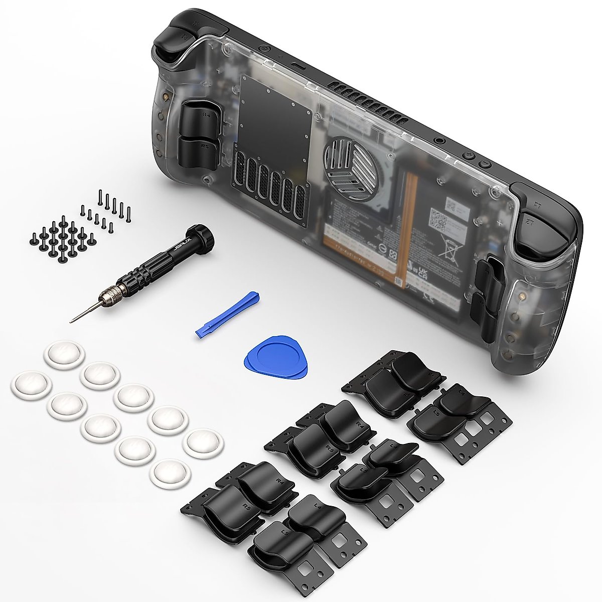 JSAUX Transparent Back Plate Compatible with Steam Deck LCD, DIY Clear Replacement Back Shell Case Compatible with Steam Deck LCD - PC0106 Vents Version [Crystal]