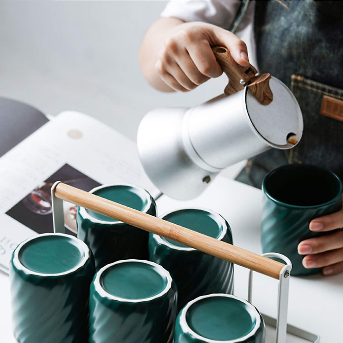 Stovetop Coffee Maker, 150ml Coffee Maker Moka Pot Stainless Steel Coffee Pot Induction Cooker Use Home Supplies