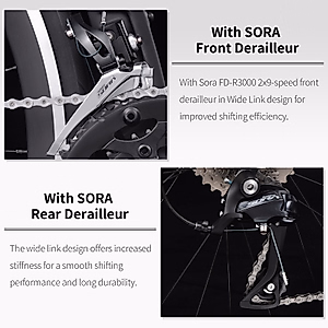 SAVADECK Carbon Road Bike with Shimano SORA R3000 18 Speed Derailleur System,Racing Bicycle with Carbon Fiber Frame Carbon Fork and Double V Brake for Adult.(White 56cm)