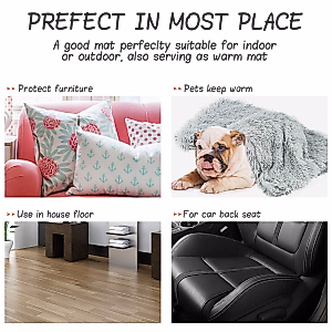 Whollyup Premium Pet Fleece Blanket Fluffy Dog Cat Blanket Throw, Soft Warm Puppy Blanket Cover Dog Cat Fluffy Fur Blanket Sleep Mat Double Layer Washable for Dog Bed, Couch, Sofa, Car