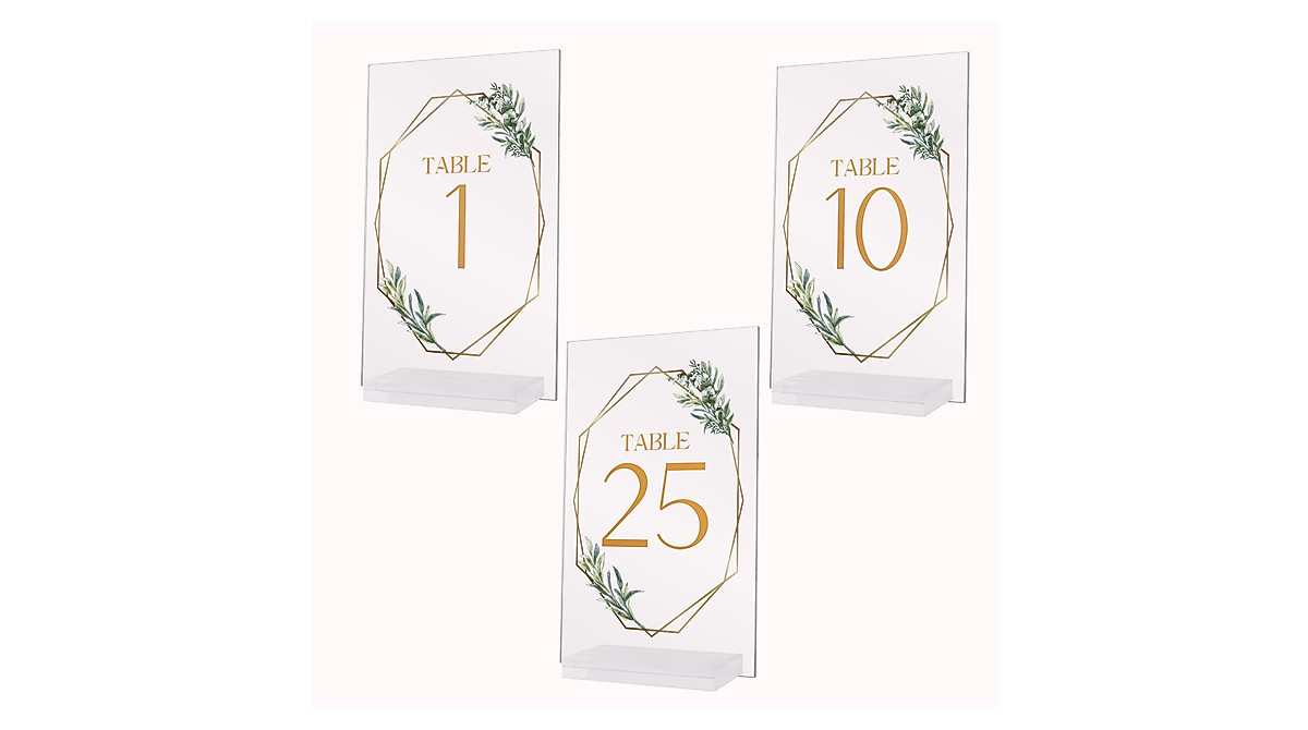 Elegant Wedding Table Numbers Set with Advice & Wishes Cards