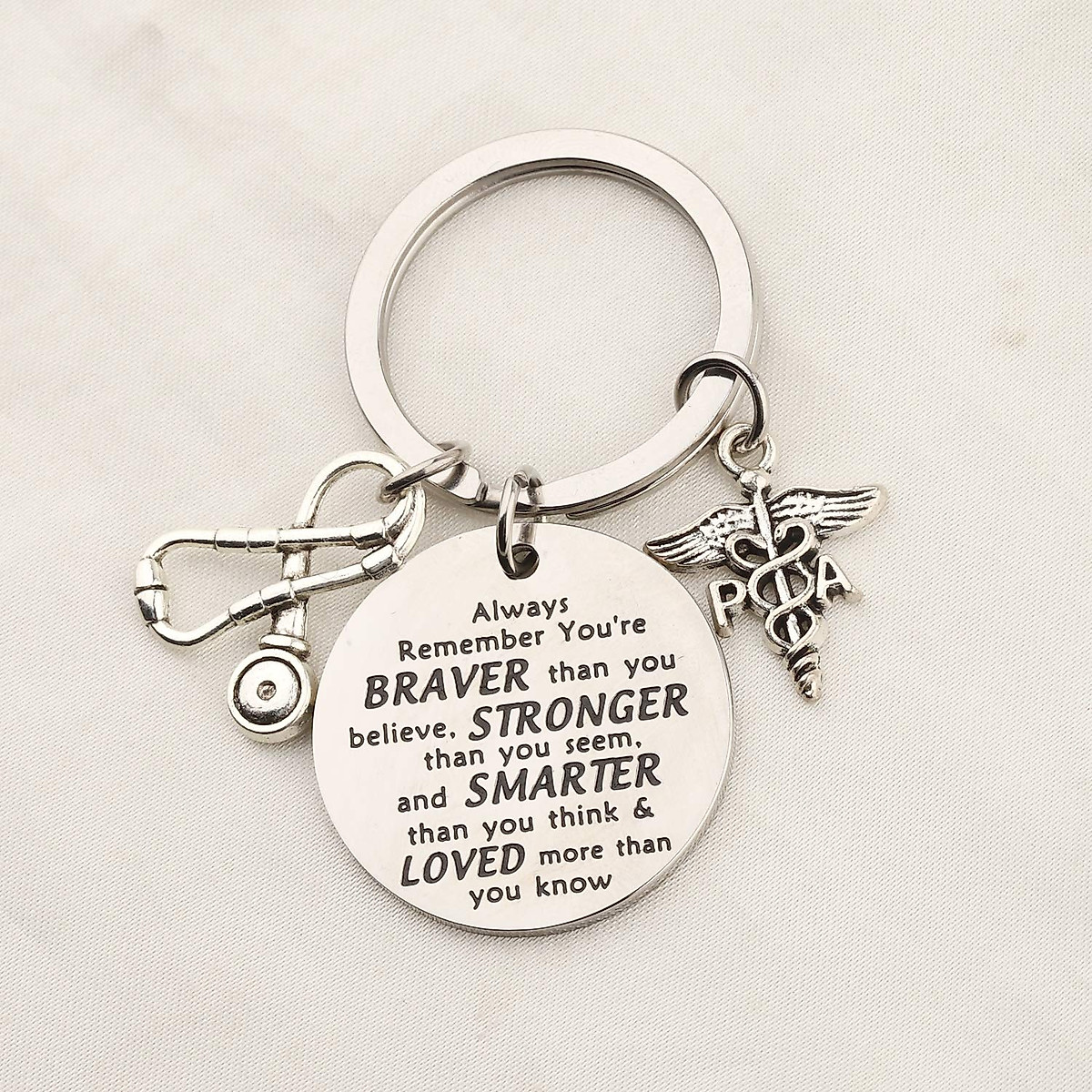 Physicians Assistant Gifts PA Keychain Physician Assistant Graduation Gift PA Student Inspiration Gifts You are Braver Stronger Smarter Than You Think (keychain PA)