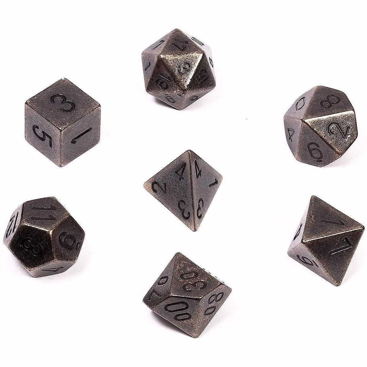 DND Dice Set-Chessex D&D Dice - 16mm Dark Metal Polyhedral Dice Set-Dungeons and Dragons Dice Includes 7 Dice - D4 D6 D8 D10 D12 D20 D%