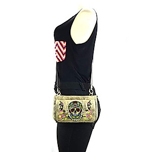 Western Feather Country Rhinestone Concho Laser Cut Wallet Cross Body Clutch Bag Purse (Brown) Small