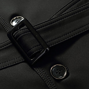 Maiyifu-GJ Men's Casual Double Breasted Trench Coat Casual Slim Windbreaker Jacket Winter Stylish Long Overcoat with Belt (Black,7X-Large)