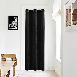 NICETOWN Black Doorway Curtain Panel Room Divider Blackout Velvet Curtains 80 Inch Grommet Drapes Thermal Insulated Energy Efficient Window Treatment for Kitchen, 1 Panel, W42 x L80 Inch