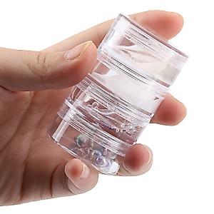5 Set (20 Pieces) Stackable Cosmetic Containers with Screw Lids and Labels，10 Grams Clear Plastic Empty Jars Small Makeup Sample Containers for Beauty Products