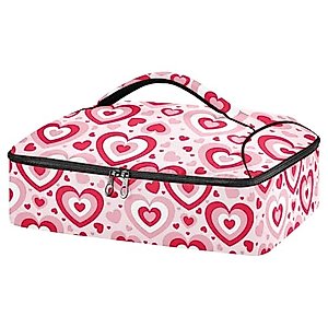Kcldeci Insulated Thermal Food Carrier Insulated Casserole Carrier for Hot or Cold Food,St Valentine’s Day Insulated Tote Bag for Potluck Cookouts Parties Picnic,Lasagna Lugger