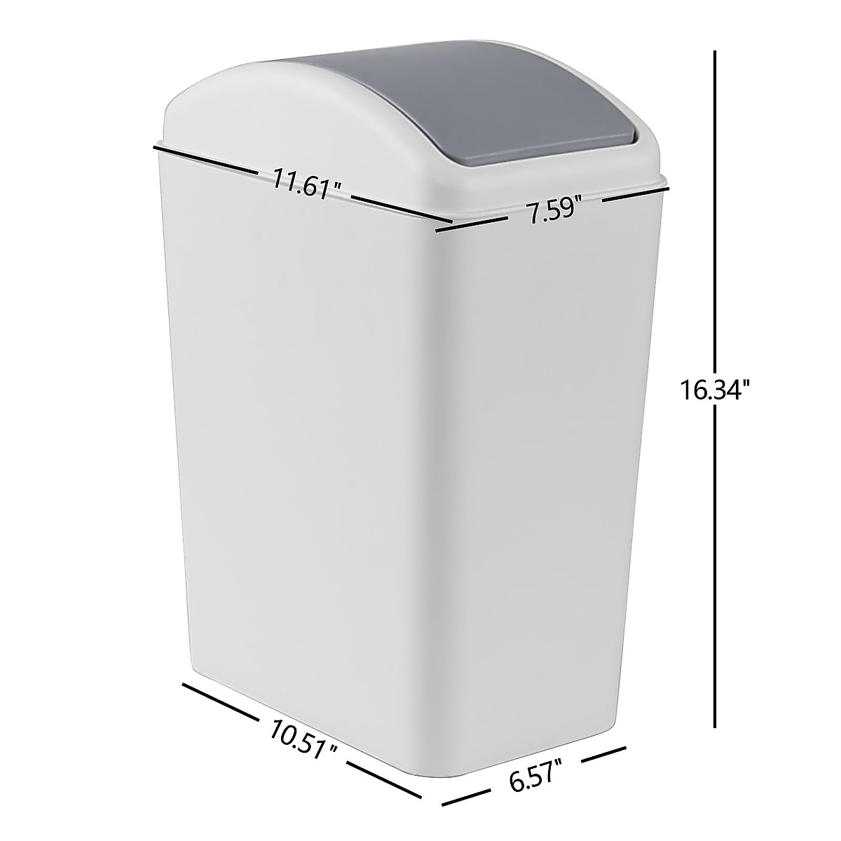 Udotry 4.5 Gallon Plastic Trash Can with Swing Top, Slim Plastic Kitchen Garbage Can, Gray