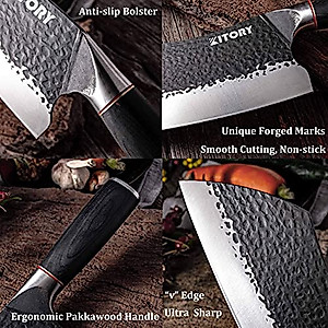 Kitory Serbian Chefs Knife Meat Cleaver Vegetable - Forged Kitchen Knife Multipurpose Chinese Chefs Knife, 7.5'' High Carbon Steel & Wengewood Handle Butcher, Fruit Meat Bone-Ramadan Present