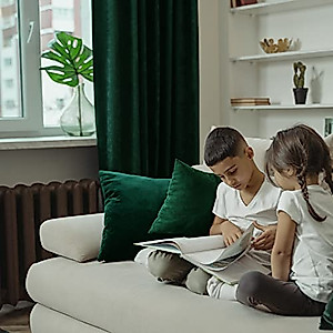 BGment Emerald Green Velvet Curtains 84 Inches for Bedroom, Thermal Insulated Room Darkening Curtains Soft Privacy Grommet Luxury Curtains for Living Room, Emerald Green, 52 x 84 Inch, Set of 2 Panels