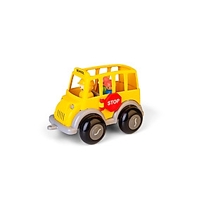 VIKINGTOYS Viking Toys - Midi School Bus - 9" Toy Vehicles Comes with 3 Figures, Working Stop Sign, for Kids Ages 1 Year +