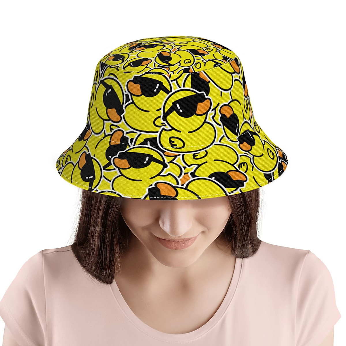Cartoon Funny Duck Bucket Hats Packable Fisherman Hat Beach Travel Sun Hat Outdoor Cap for Men Women