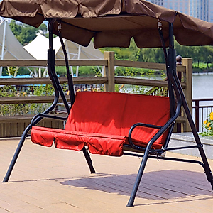 Andraw Easy to Clean Non‑Fading Swing Chair Cushion,Three seat Swing Replacement Cushions Swing Seat Cover, Waterproof Yard Garden Lawn(red),