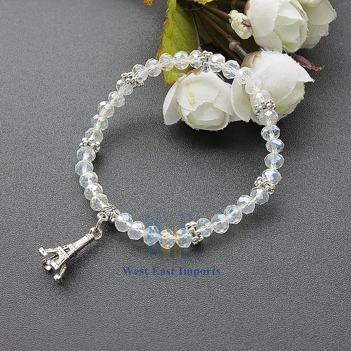 WE 12 Pcs Paris Eiffel Tower Themed Crystal Bracelet Party Favors - Quinceanera/Wedding/Birthday/Baby Shower/Bridal Shower