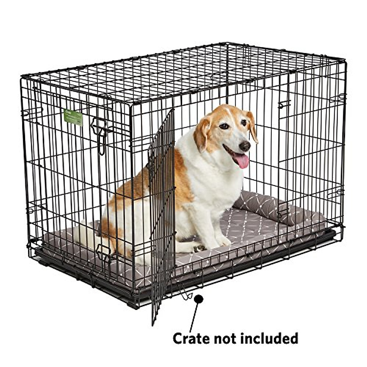 MidWest Homes for Pets 40236-MRD Quiet Time Couture Ashton Bolster Pet Bed, Intermediate Dog/36, Mushroom, Mushroom & White Diamond Pattern, 36-Inch